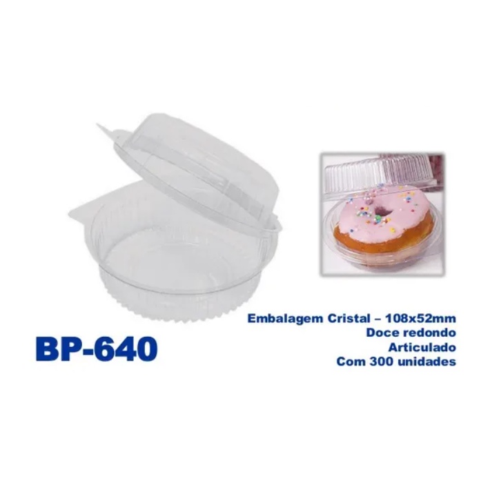 Bipack BP640 c/100 pote 150ml embalagem plástica para bolo e doce redondo articulado cristal ...