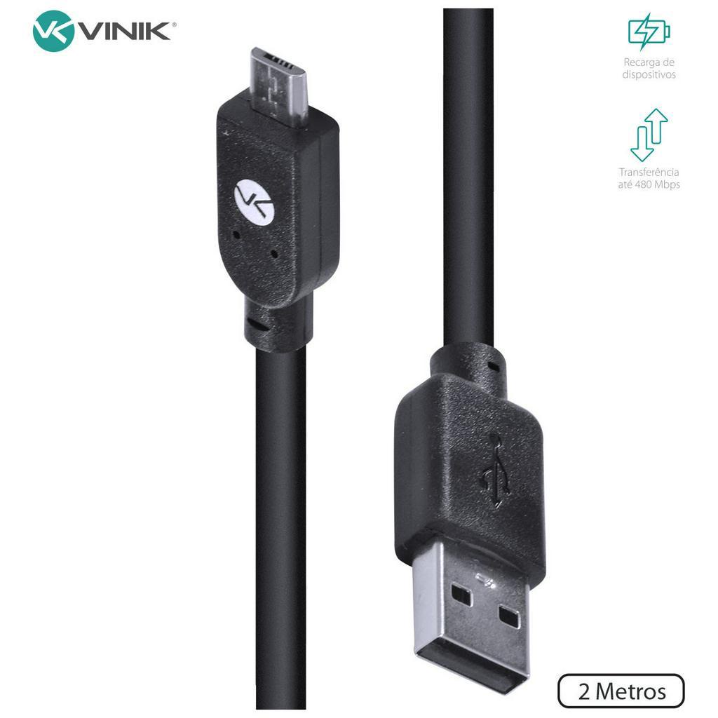 Cabo USB X Micro USB B 2.0 5 Pinos 2 Metros Preto - MUSB-2 | Shopee Brasil