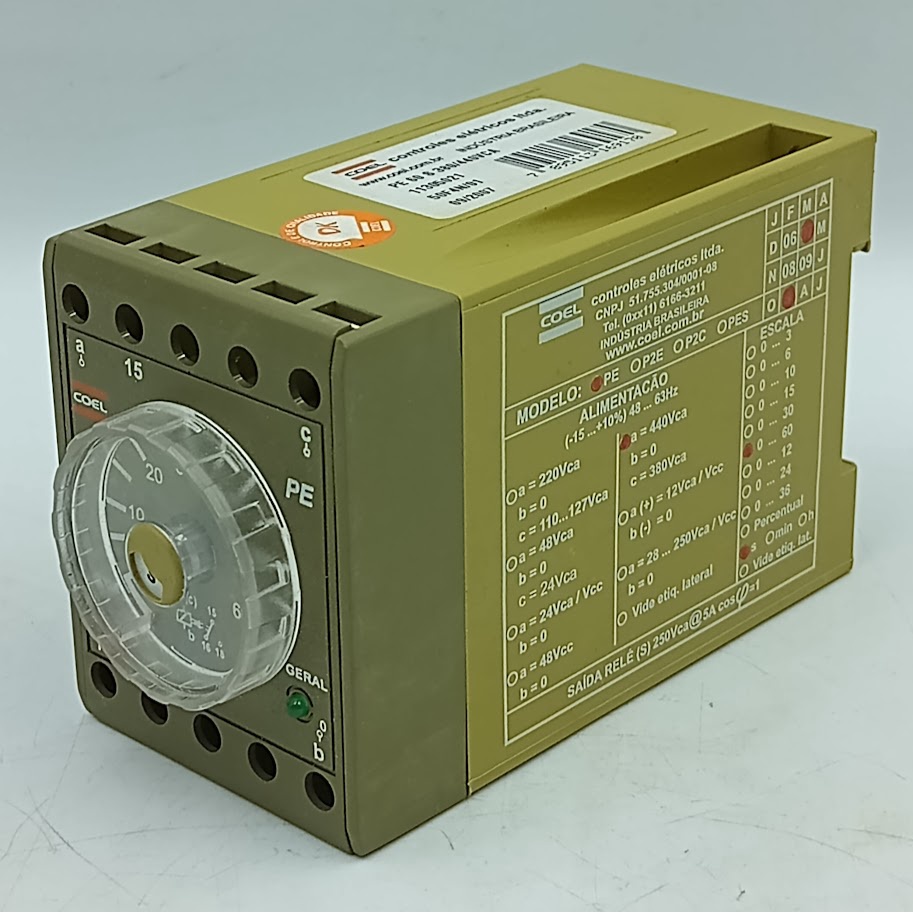 Relé Temporizador Coel PE 60 S 380/440VCA | Shopee Brasil