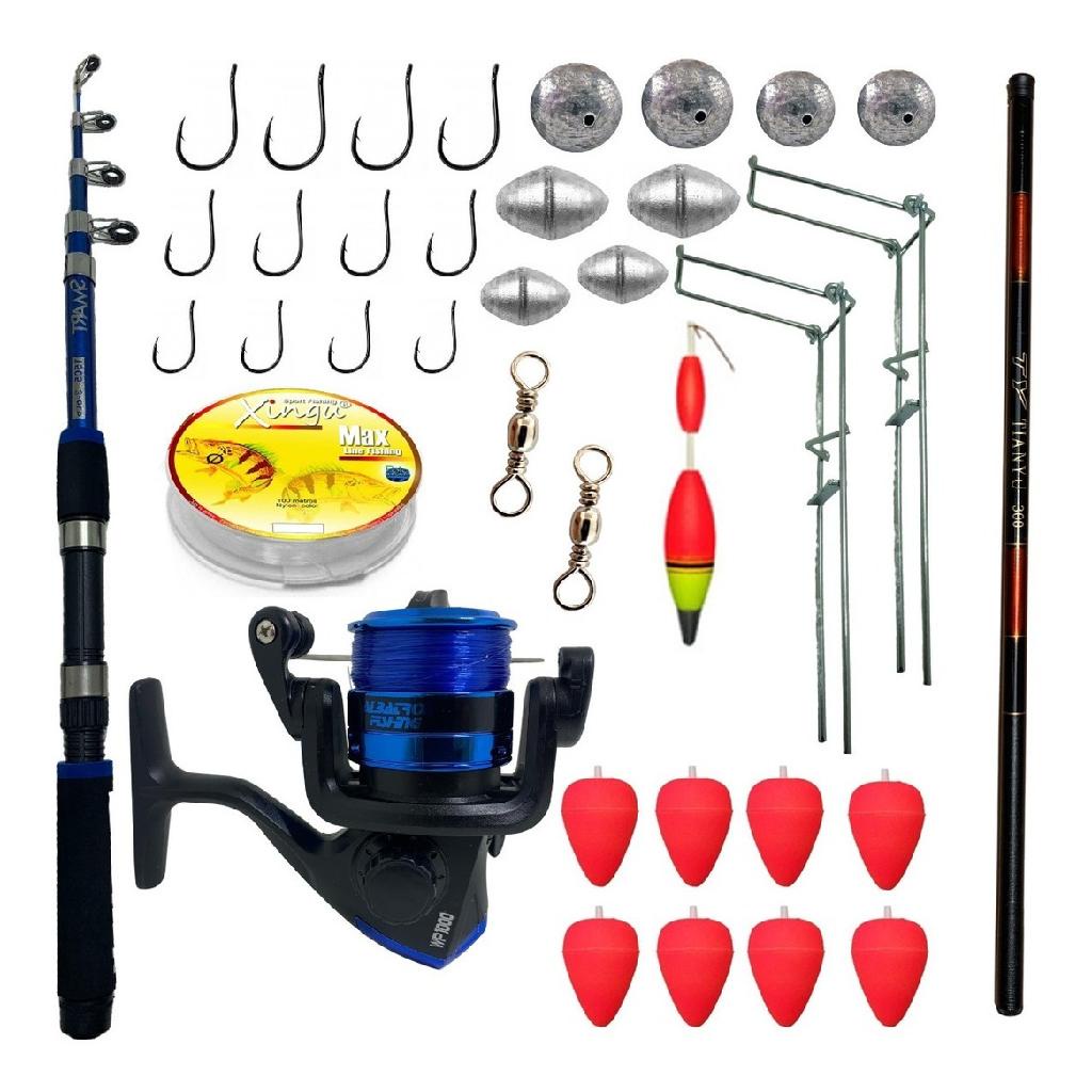 Kit Pesca Pescaria Completo Vara Molinete Mão Telescopica | Shopee Brasil