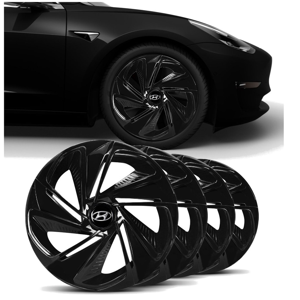 Jogo 4 Calota Nitro Aro 14 Preto Brilhante Hyundai Hb20 Hb20s Hb20x Com ...