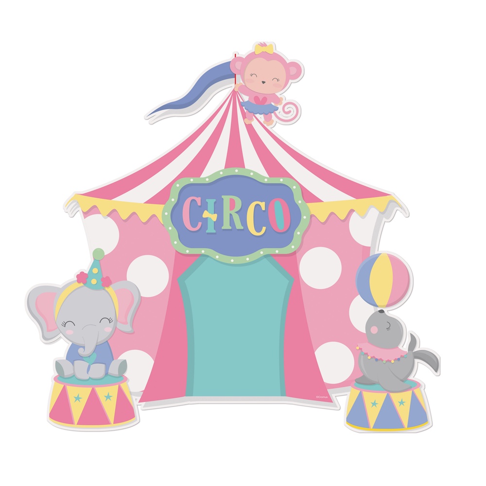 Decoração Circo Rosa / PAINEL 4 LAMINAS CIRCO ROSA C/1 UN 23012303 ...