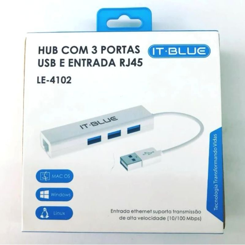 Hub Com 3 Portas usb E Entrada Rj45 | Shopee Brasil