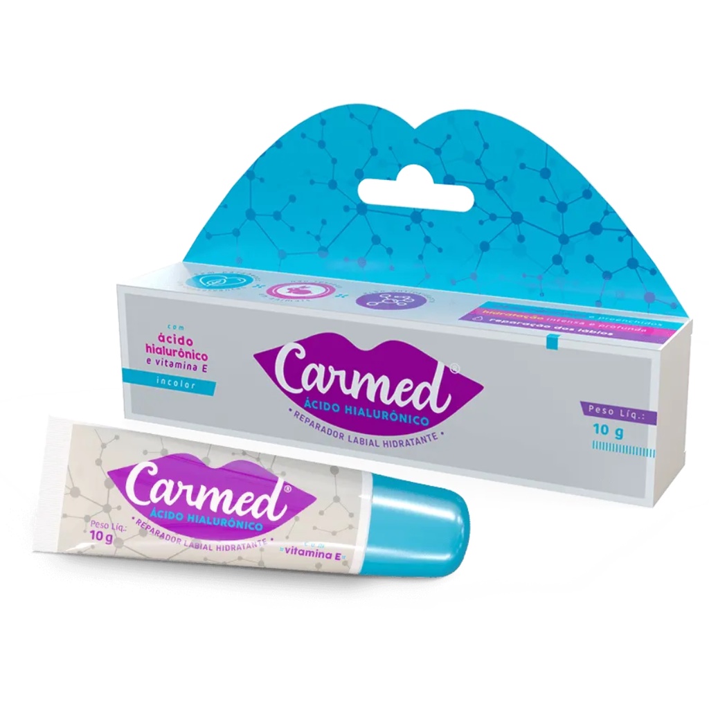 Carmed Acido Hialuronico Hidratante Labial Reparador e Aumentador com 10g - Cimed | Shopee Brasil