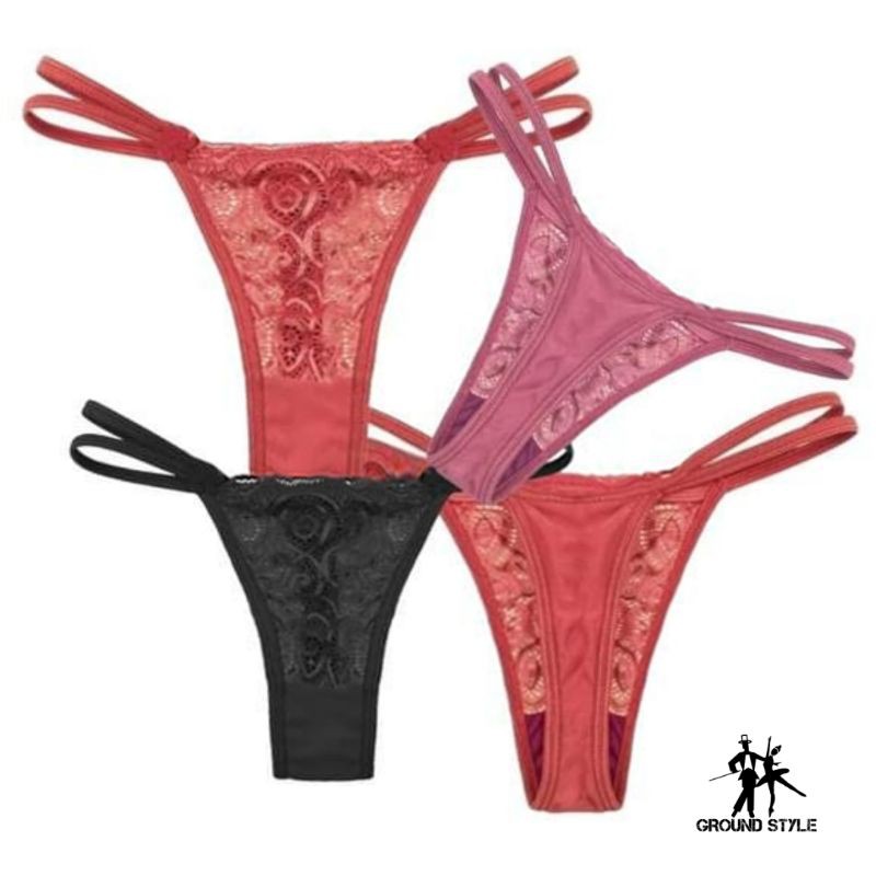 Kit 3 Calcinhas Fio Dental Renda | Shopee Brasil