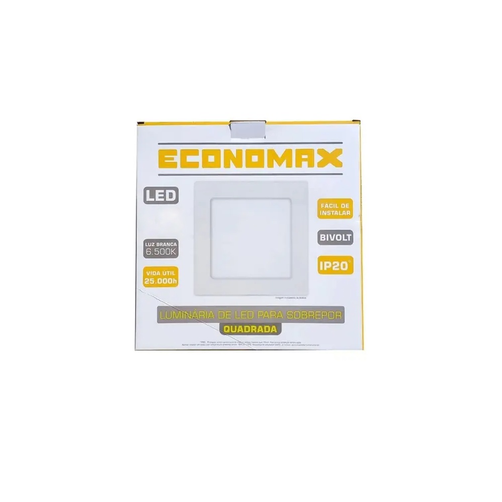 Painel Led 18W Economax Sobrepor Quadrado Luz Branca 6500k | Shopee Brasil