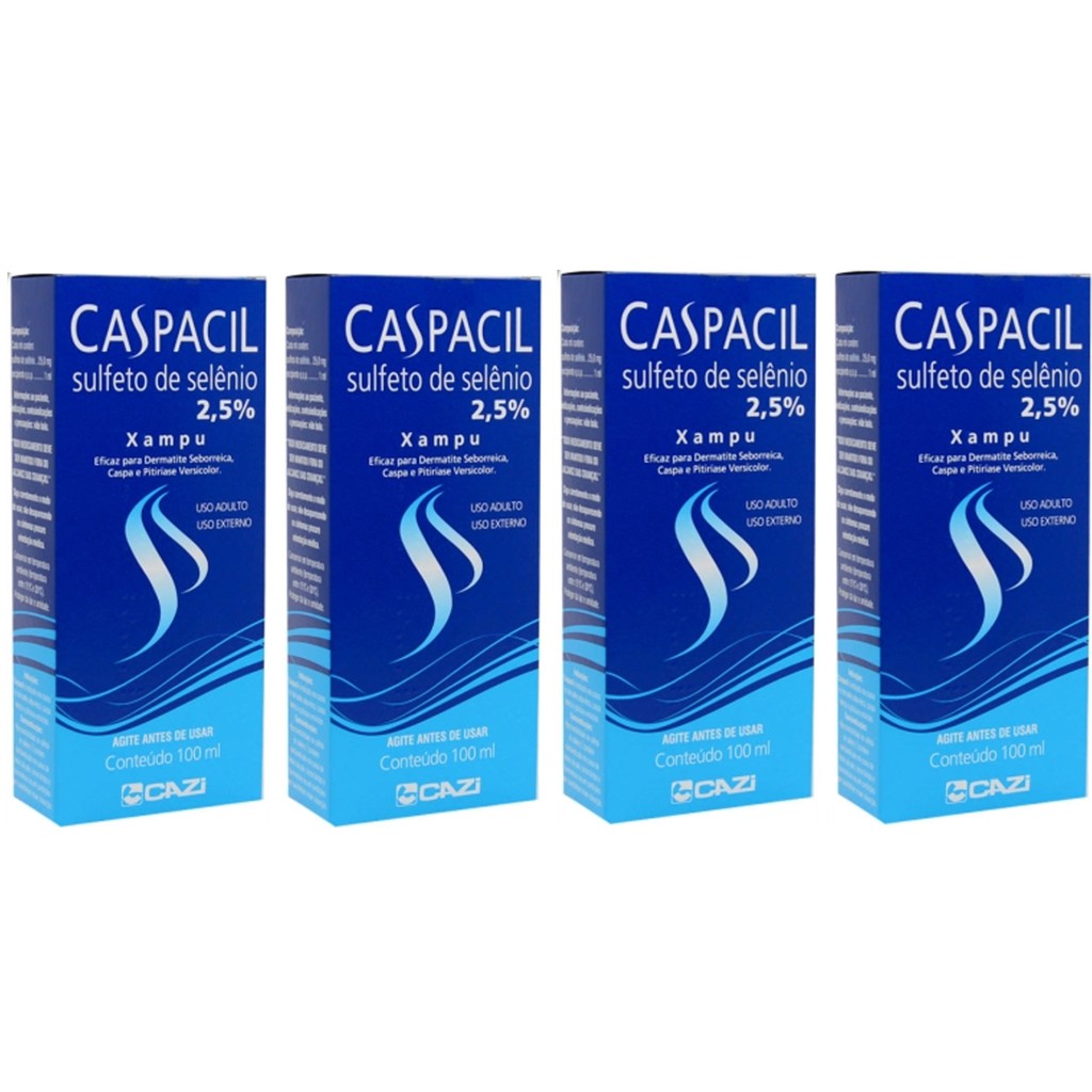Caspacil Anticaspa 100ml - Kit 4 Unidades - Caspa Seborréia | Shopee Brasil