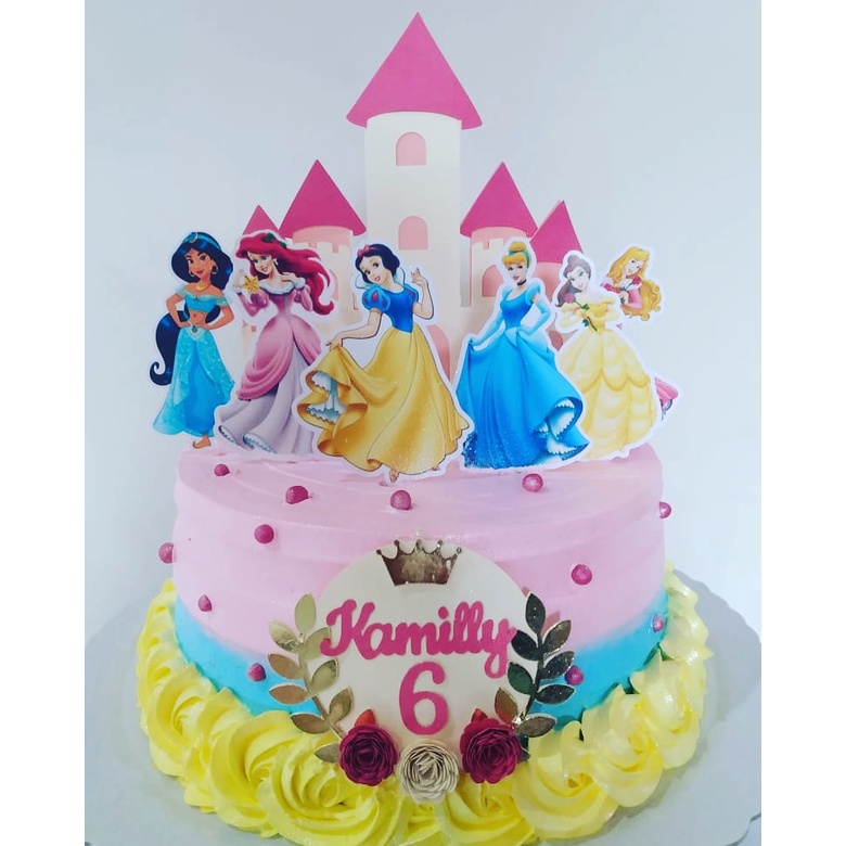 Topper de Bolo Personalizado TEMA PRINCESAS 3D | Shopee Brasil
