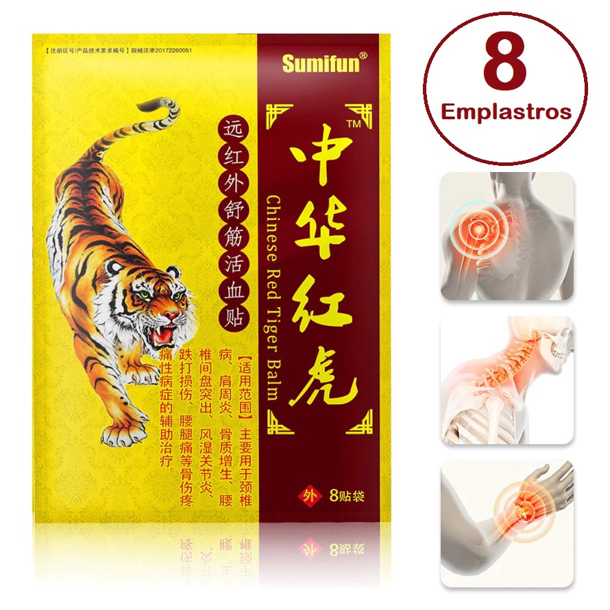 (Tigre Vermelho Sumifun) - 8 Salonpas Emplastro Tigre Vermelho Alívio ...