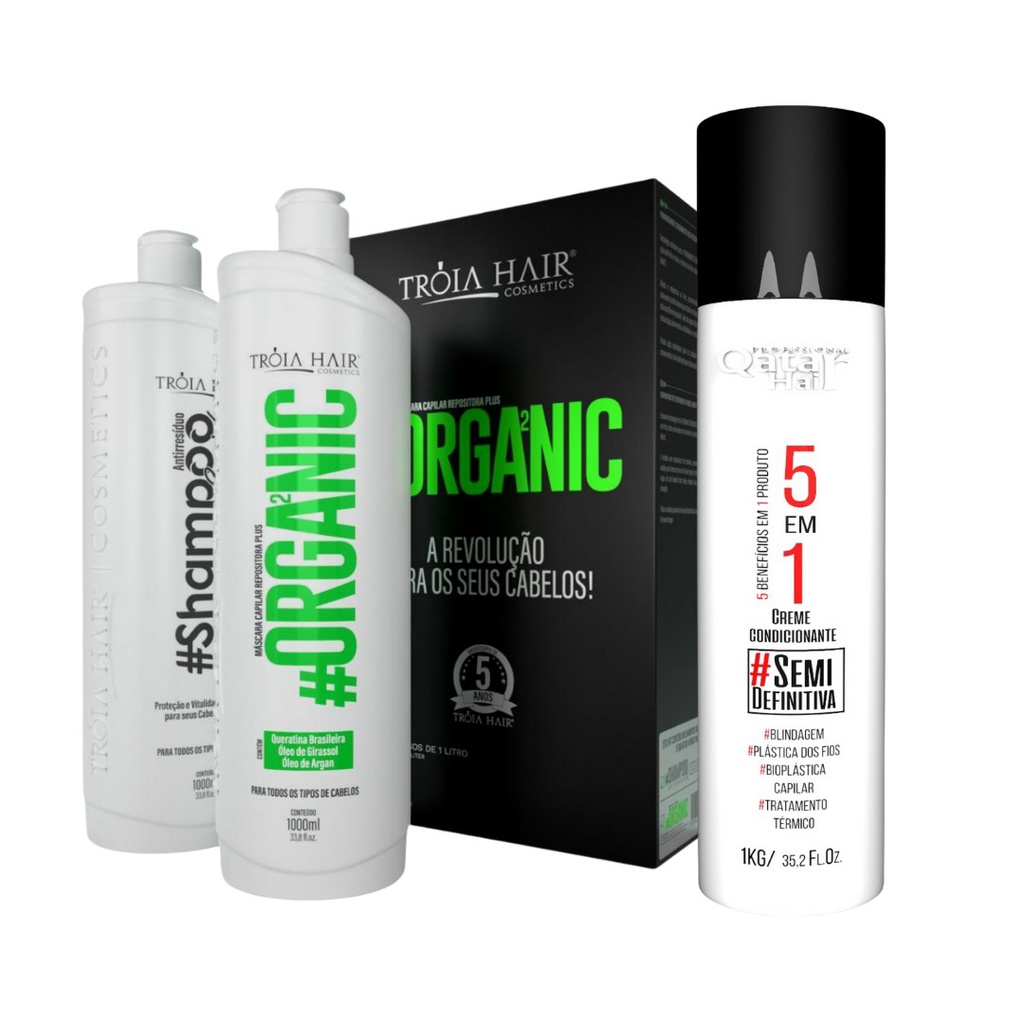 Escova progressiva KIT Organica Tróia Hair + Progressiva 5 Em 1 Qatar ...