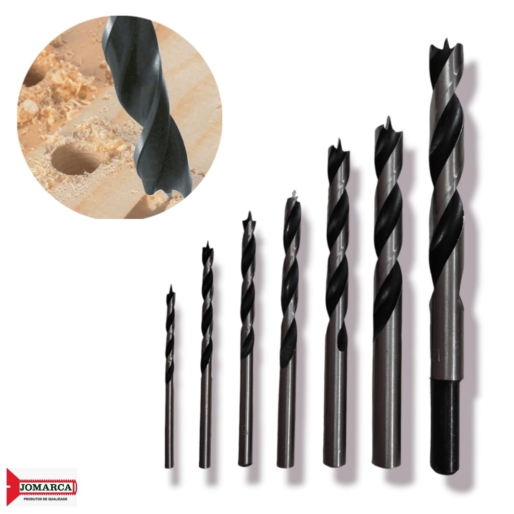 Broca Para Madeira 3 pontas 3mm, 4mm, 5mm, 6mm, 8mm, 10mm e 12mm ...