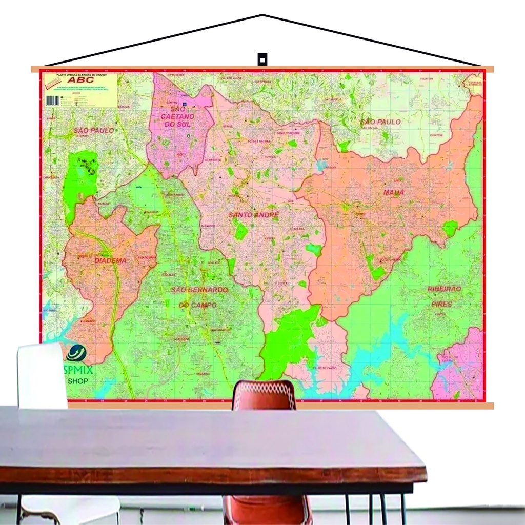 Mapa SP Região do ABC Banner Laminado Gigante 120x90cm - Atual | Shopee ...