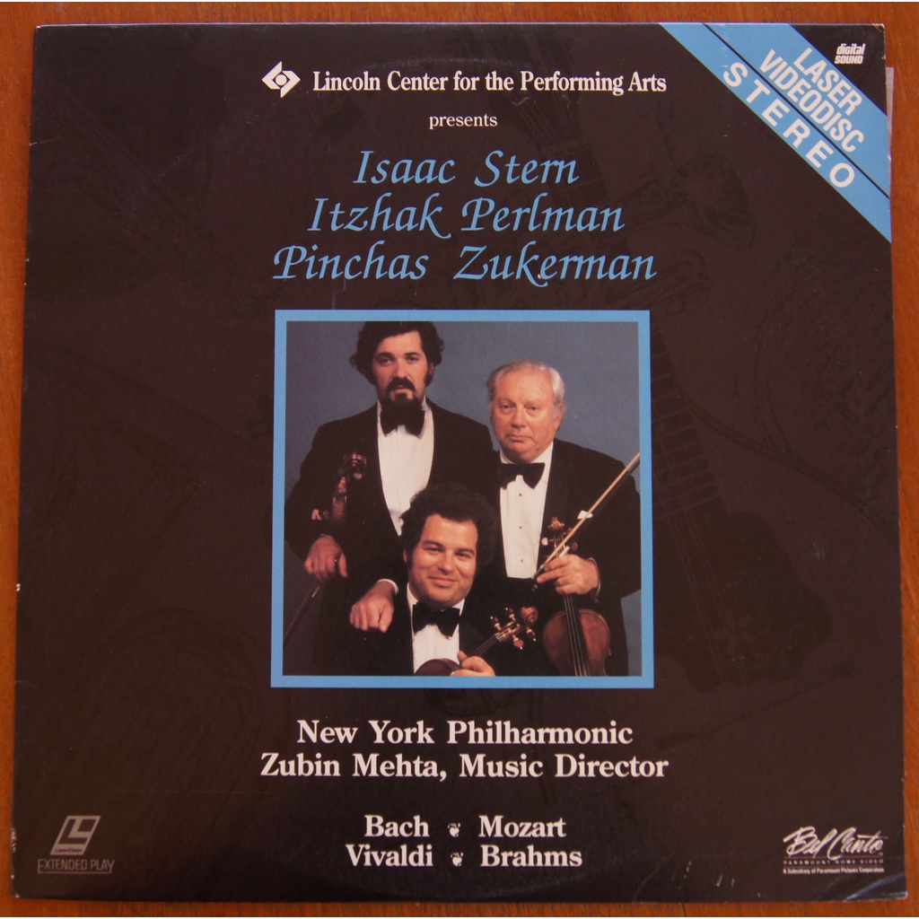 Laserdisc Isaac Stern Itzhak Perlman Pinchas Zukerman New York Philharmonic Zubin Mehta - Bach ...