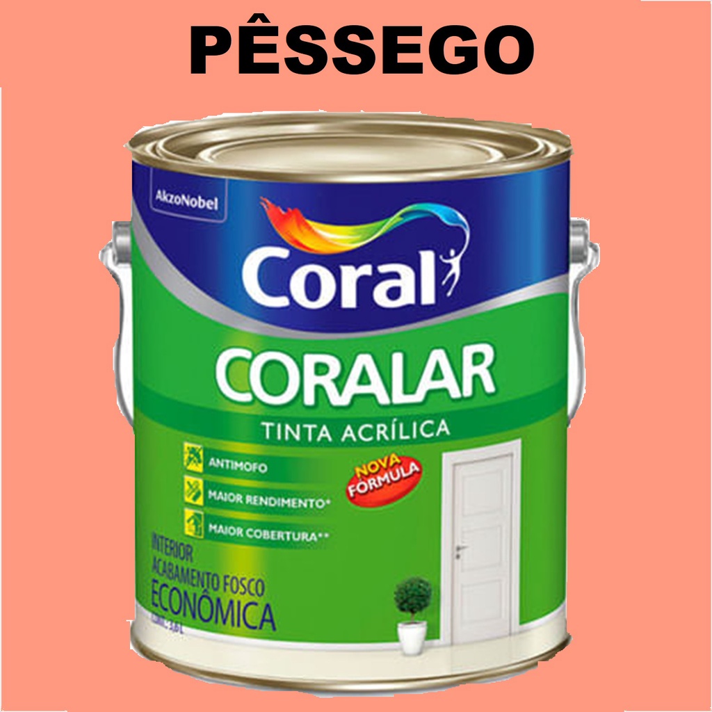 Tinta PÊSSEGO Coral Anti Mofo Acrílica Parede Coralar 3.6lt | Shopee Brasil