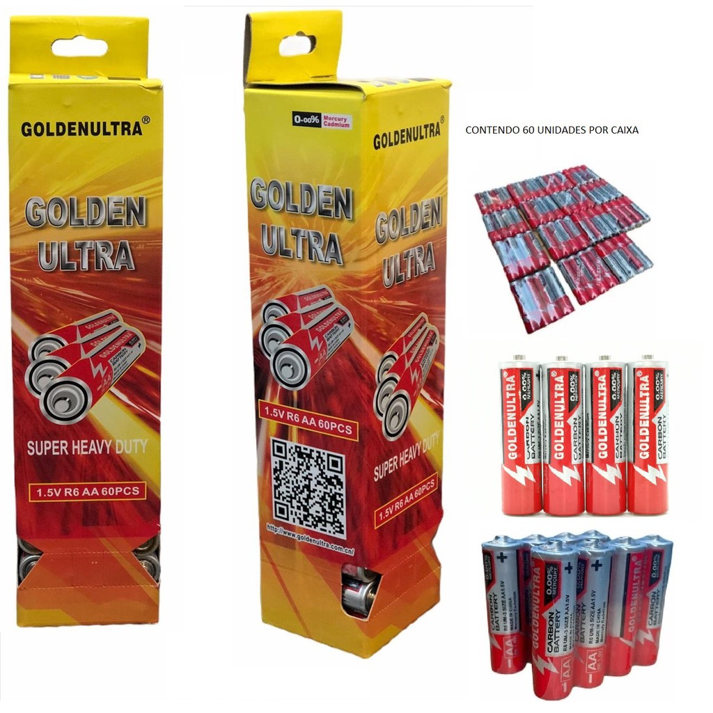 pilhas AA Golden ultra caixa com 60 unidades (PILHA MÉDIA AA) - Pronta ...