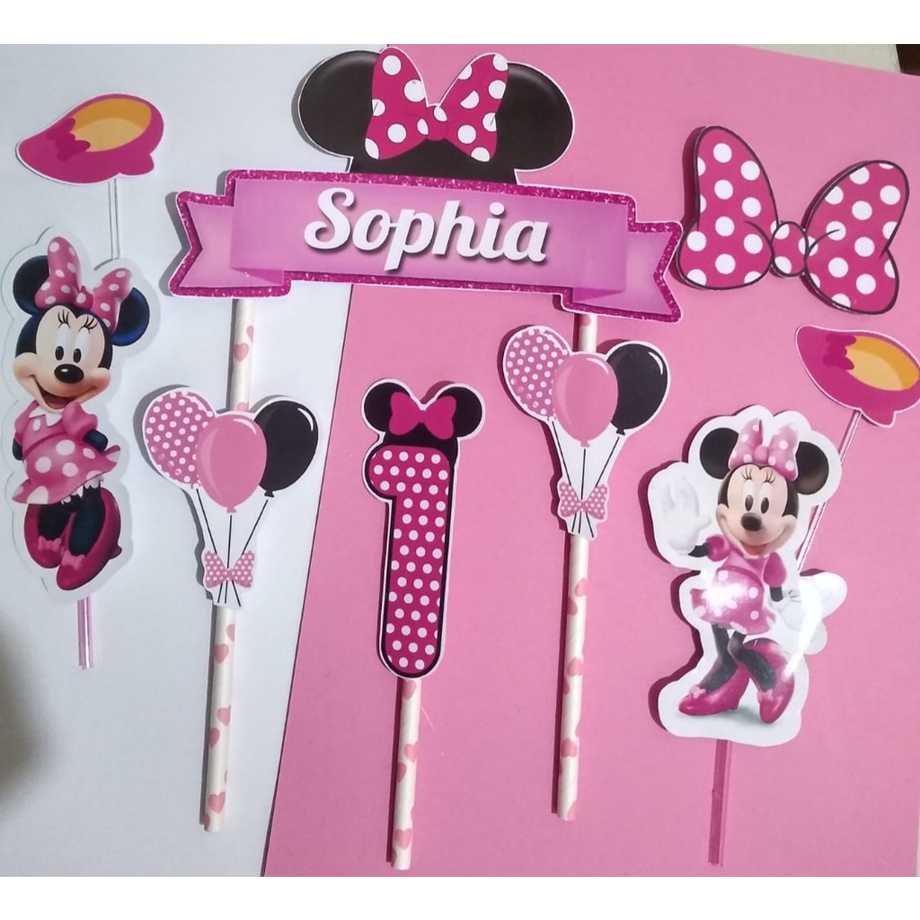 Topo de Bolo / Topper para bolo - Minnie Rosa | Shopee Brasil