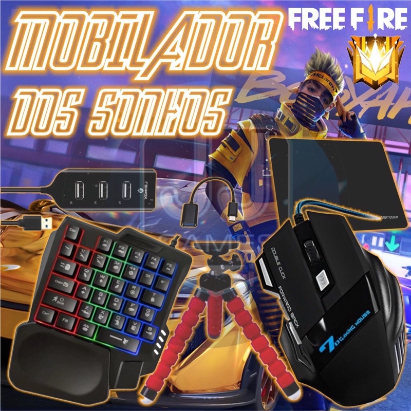Kit Mobilador Gamer Completo Teclado Uma Mão LED RGB. | Shopee Brasil