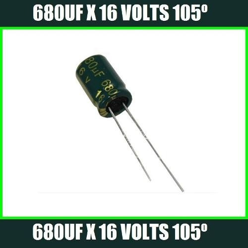 Capacitor Eletrolítico 680uf 16v 105º K I T 1 0 P E Ç A S | Shopee Brasil