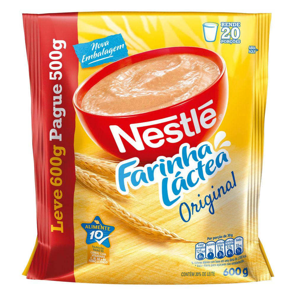Farinha Láctea Nestlé Sachê Leve 600g Pague 500g Vitamina Papinha ...