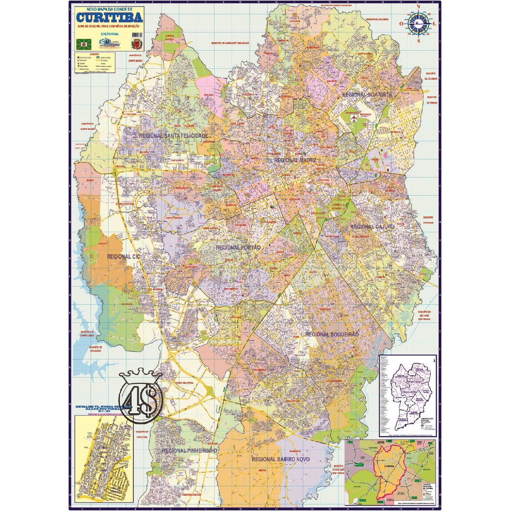 Mapa Cidade Curitiba Politico Escolar Poster Escolar Geografico ...