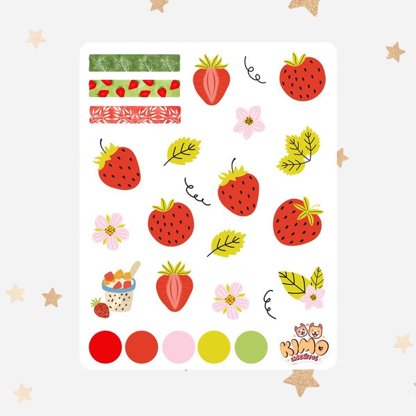 Cartela de Adesivos Morango 12x15cm KIMO ADESIVOS | Shopee Brasil