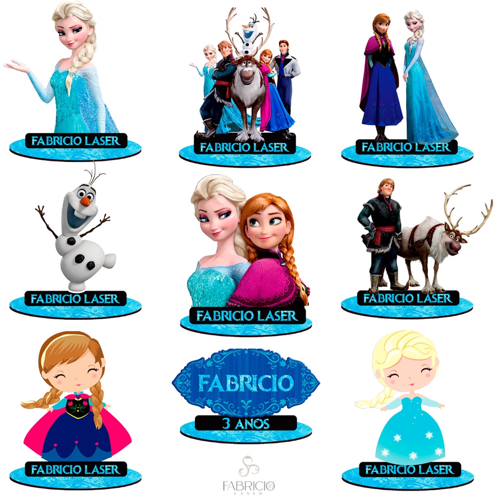 Centro de Mesa Frozen Enfeites Festa Decoração 15 cm Aniversário Totem ...