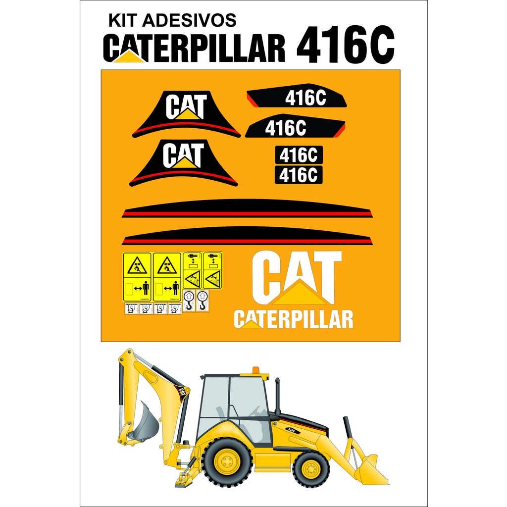 Kit Adesivos Retroescavadeira Caterpillar 416C | Shopee Brasil