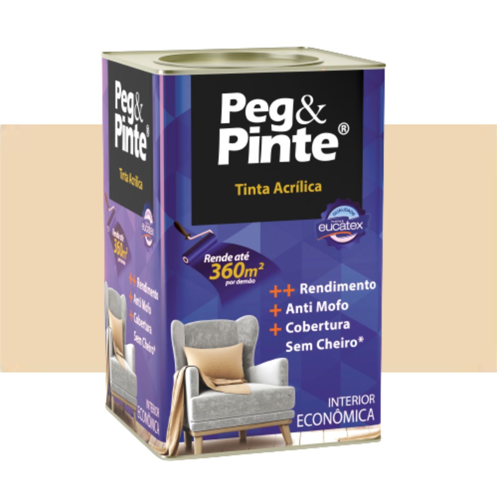 Tinta Acrílica Areia Pipa Peg e Pinte 18l Eucatex | Shopee Brasil