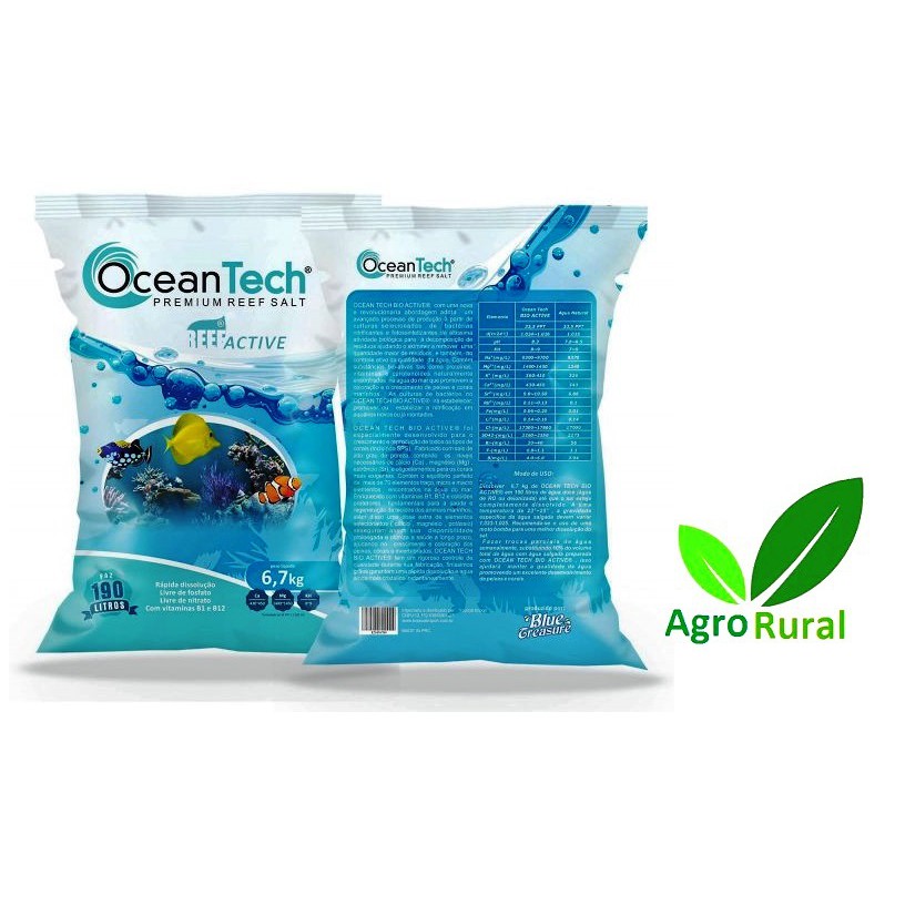 Ocean Tech Premium Reef Active 6.7kg. Sal Marinho P/ Aquários. Saco ...