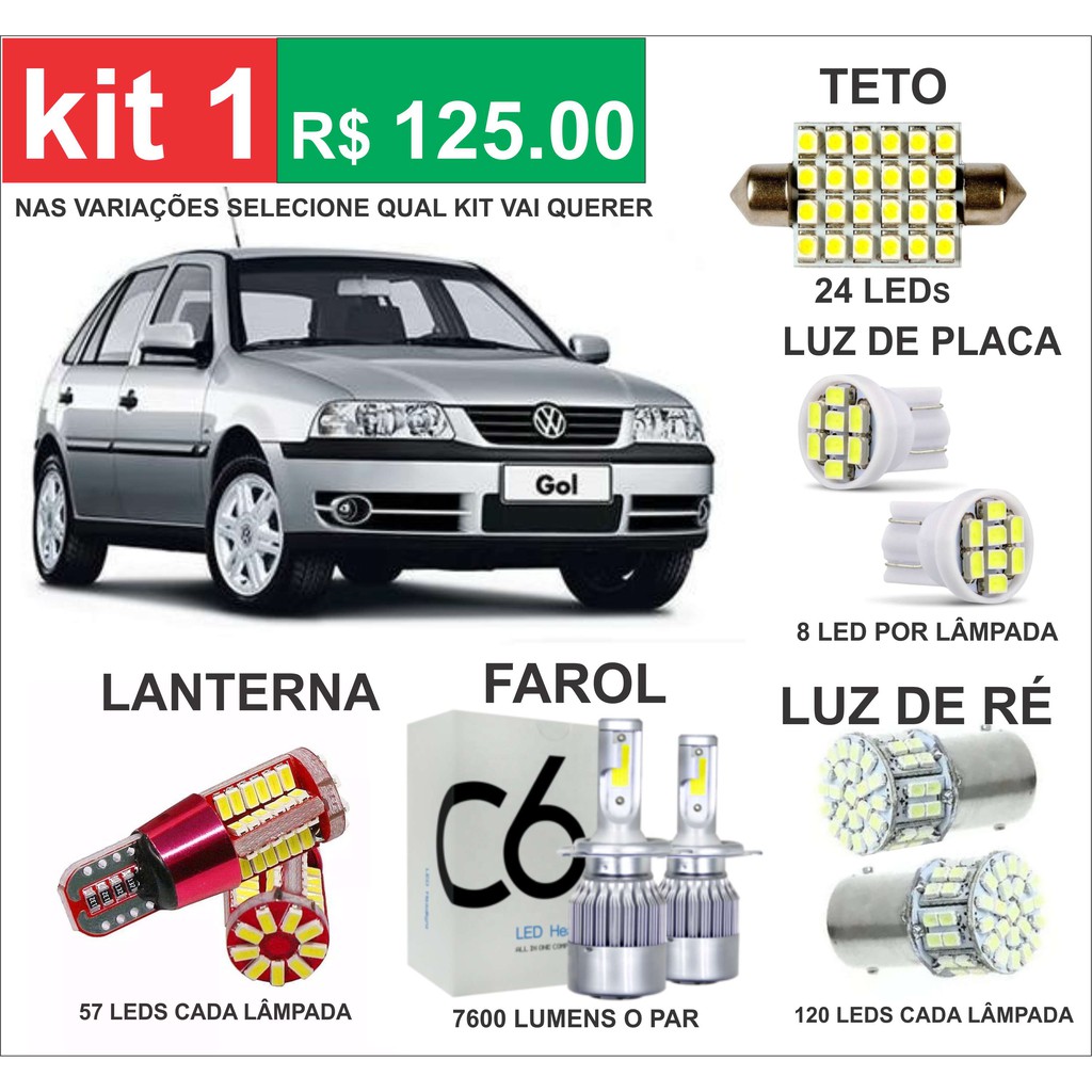 Kit leds P/ Gol G3 e toda linha G3 ,ParatI, Saveiro | Shopee Brasil