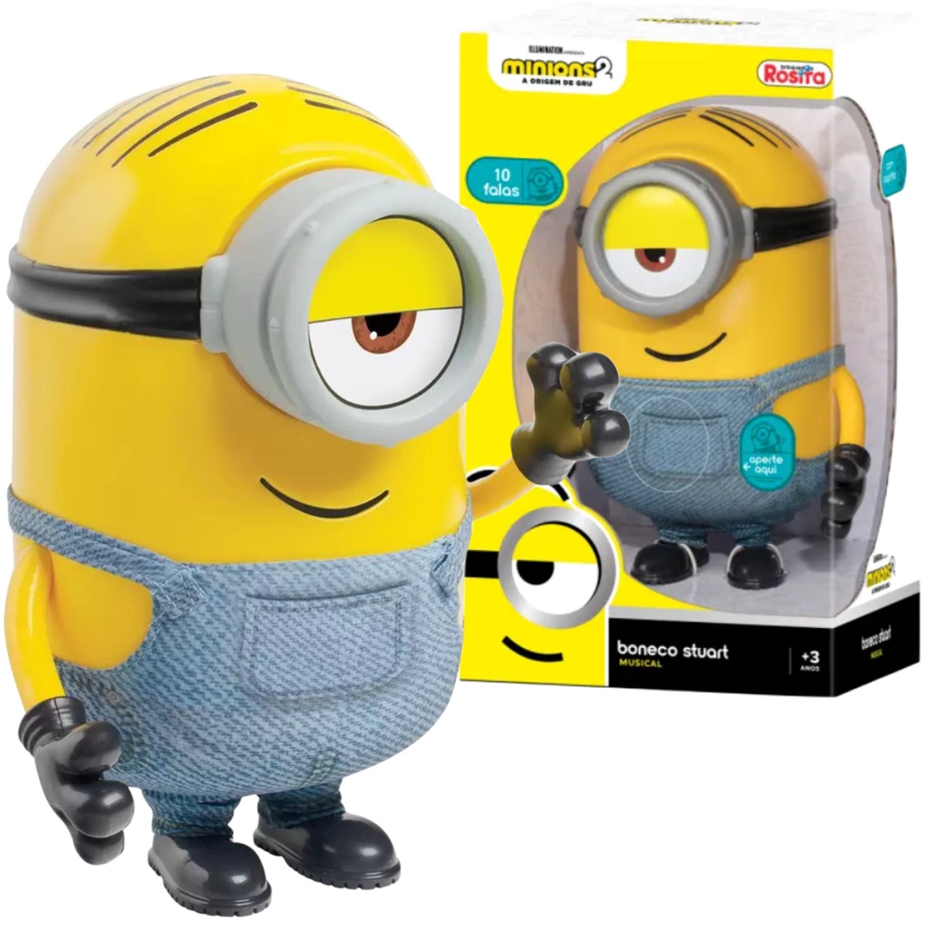 Boneco Minion C/ Som Figura Stuart Minions Articulado 25Cm | Shopee Brasil
