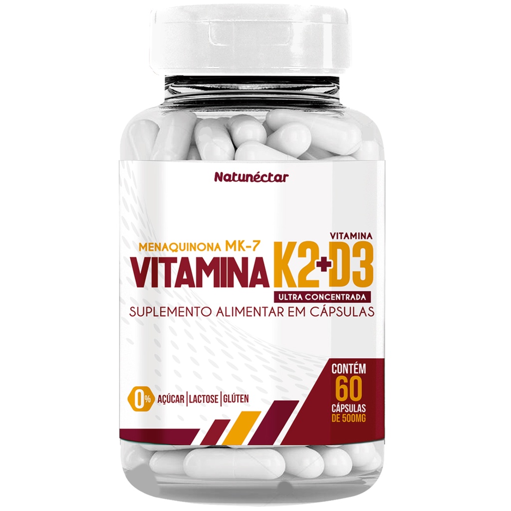 Vitamina K2 D3 Mk7 Menaquinona + D3 60 Caps Ultra Concentrada Original ...