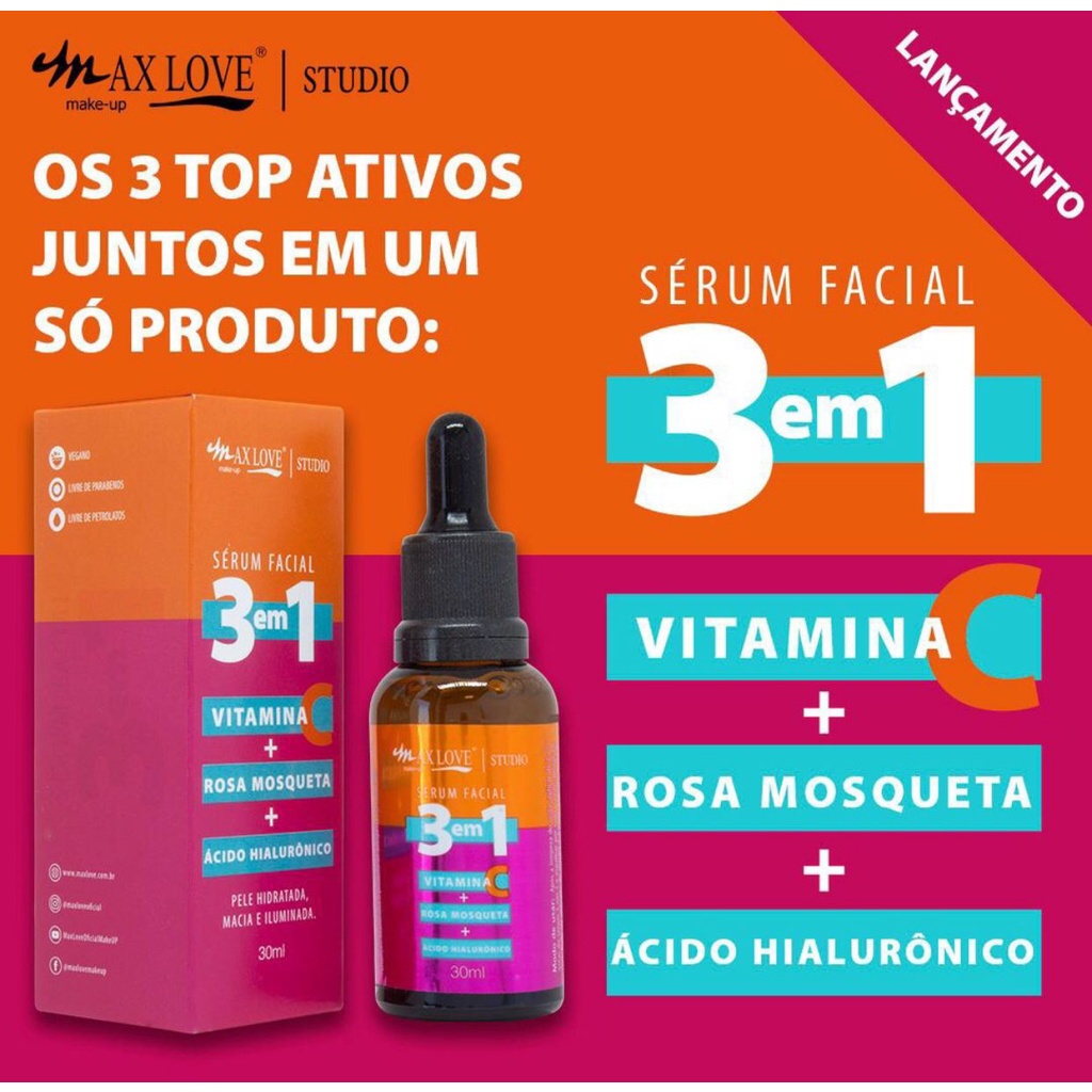 Sérum Max Love 3 em 1 - Pele Hidratada Macia Iluminada | Shopee Brasil