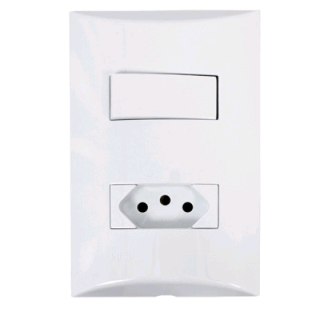 Conjunto 1 Tecla Interruptor Simples e 1 Tomada 2 Polos + Terra 10A ...