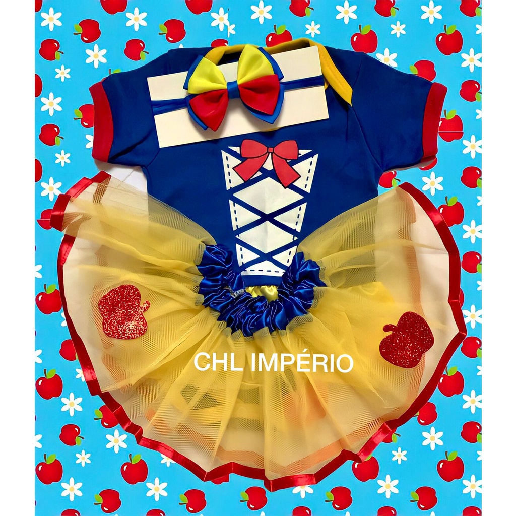 Kit body bebê - princesa Branda de Neve com tule e laço | Shopee Brasil