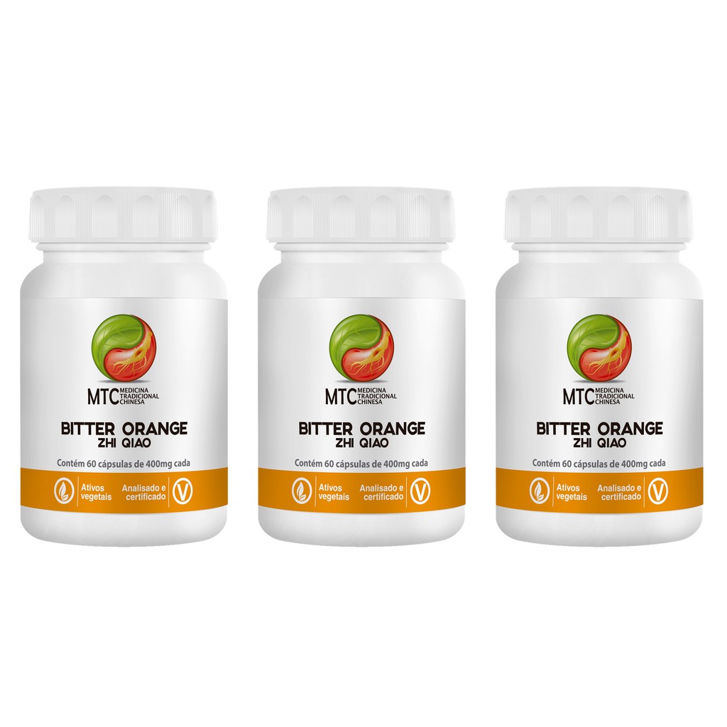 Kit c/3 Bitter Orange Zhi Qiao C/60 Cápsulas 400mg Original MTC Vitafor | Shopee Brasil