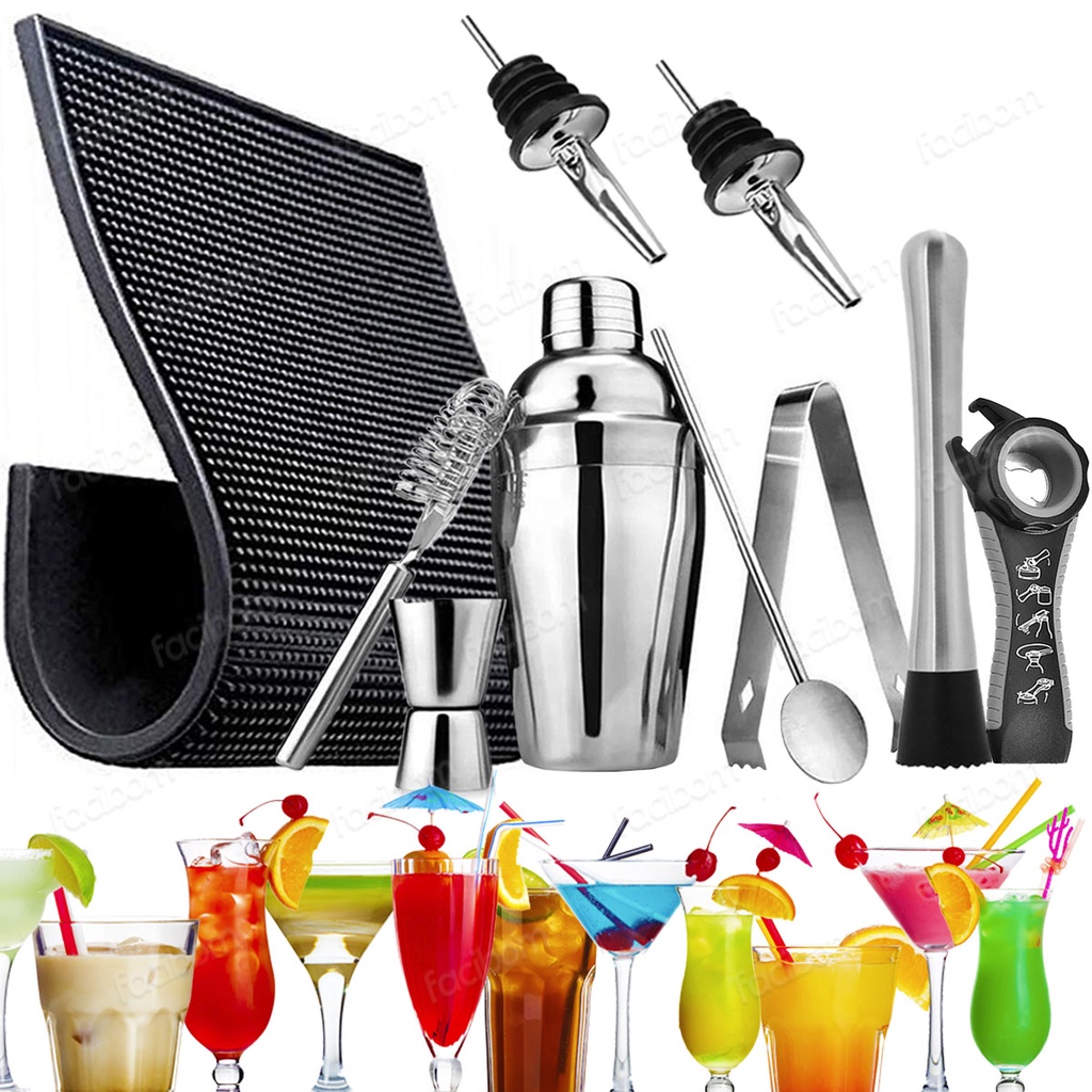 Kit Barman Profissional Completo Coqueteis Drinks Bebidas Barmat Em Aço ...