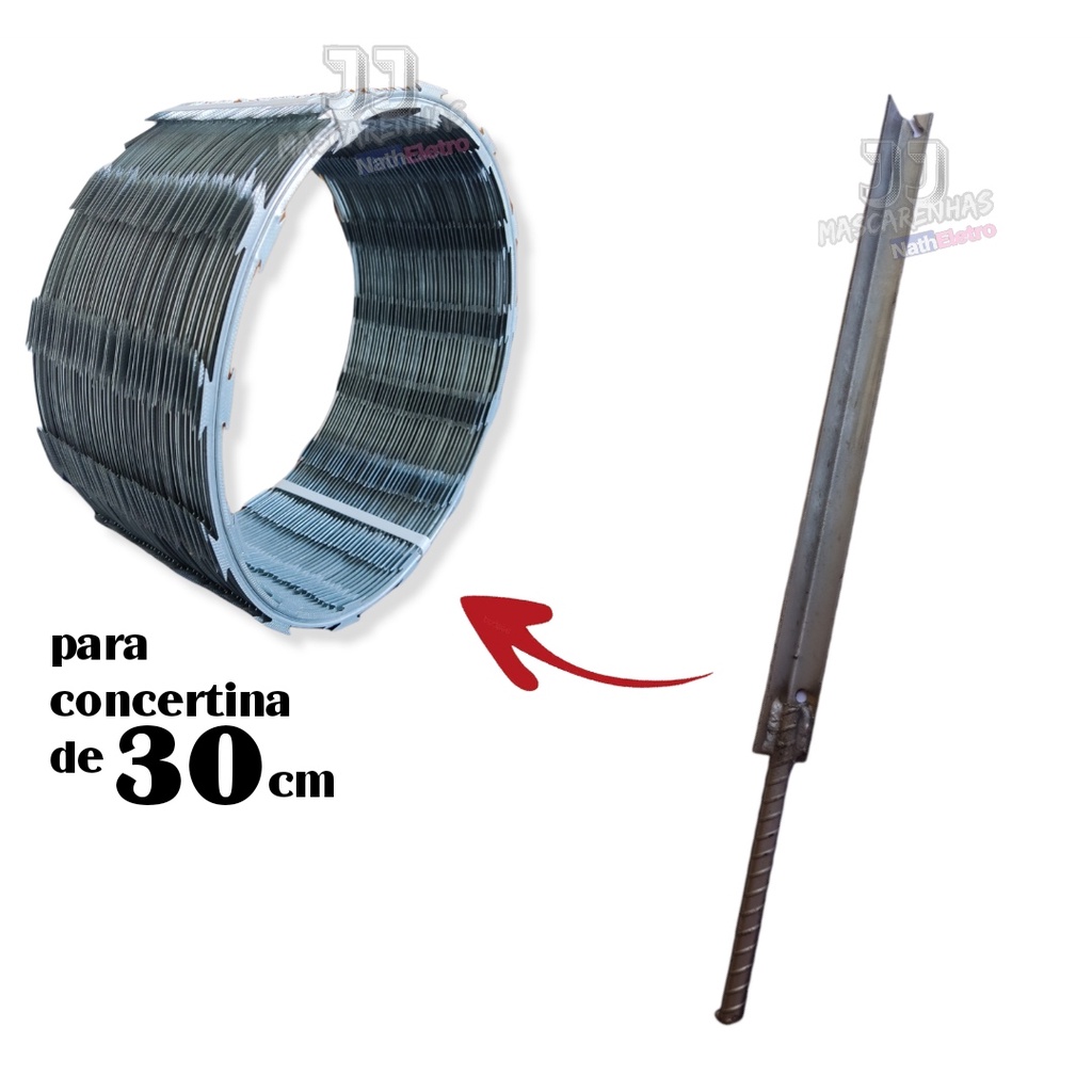 Kit 12 Poste Galvanizada concertina 30cm concretar | Shopee Brasil
