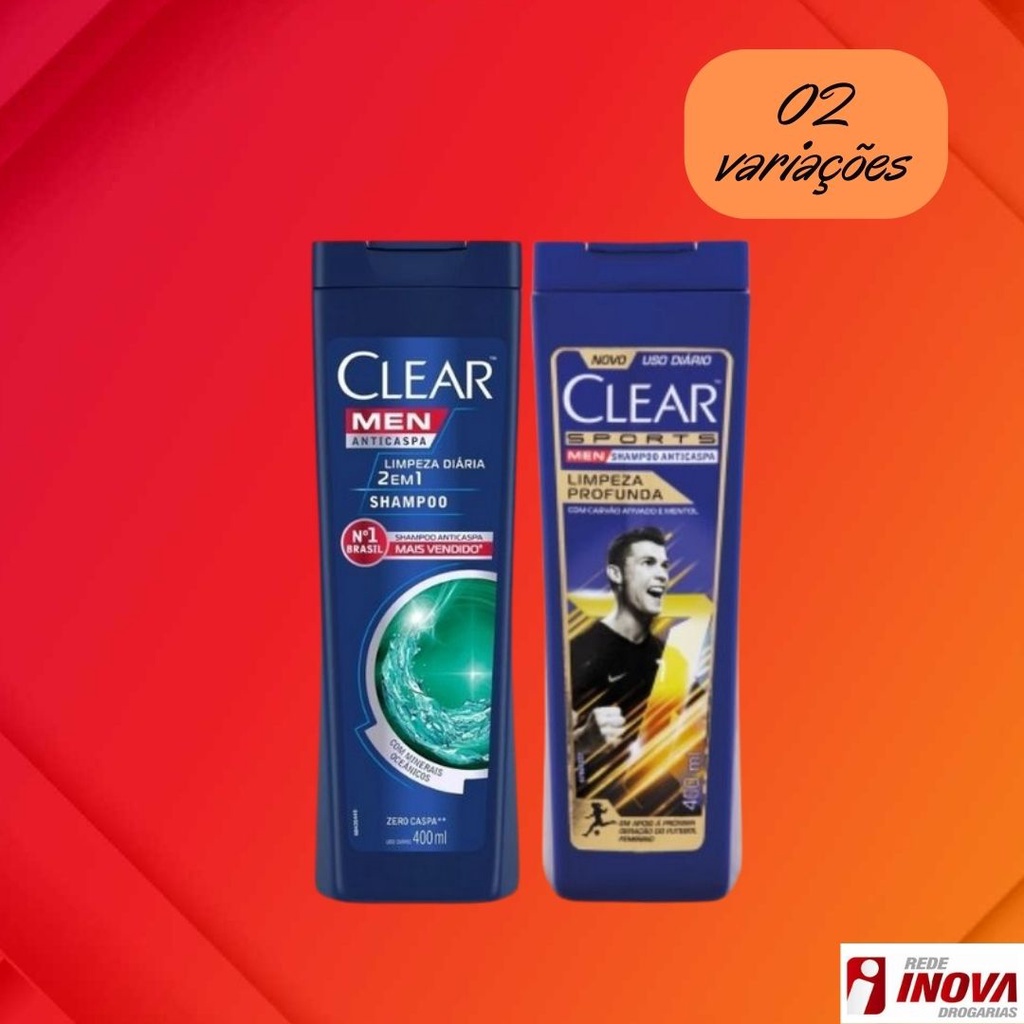 Shampoo Clear Men 400ml Anticaspa - limpeza diária 2 em 1 e/ou limpeza ...