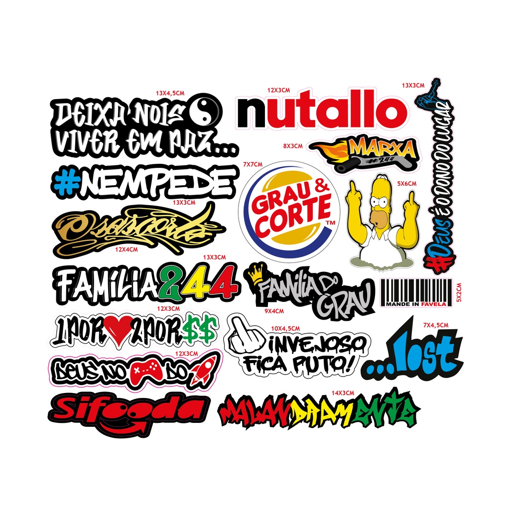 Cartela De Adesivos Carro Moto Caminhão Bike Sticker | Shopee Brasil