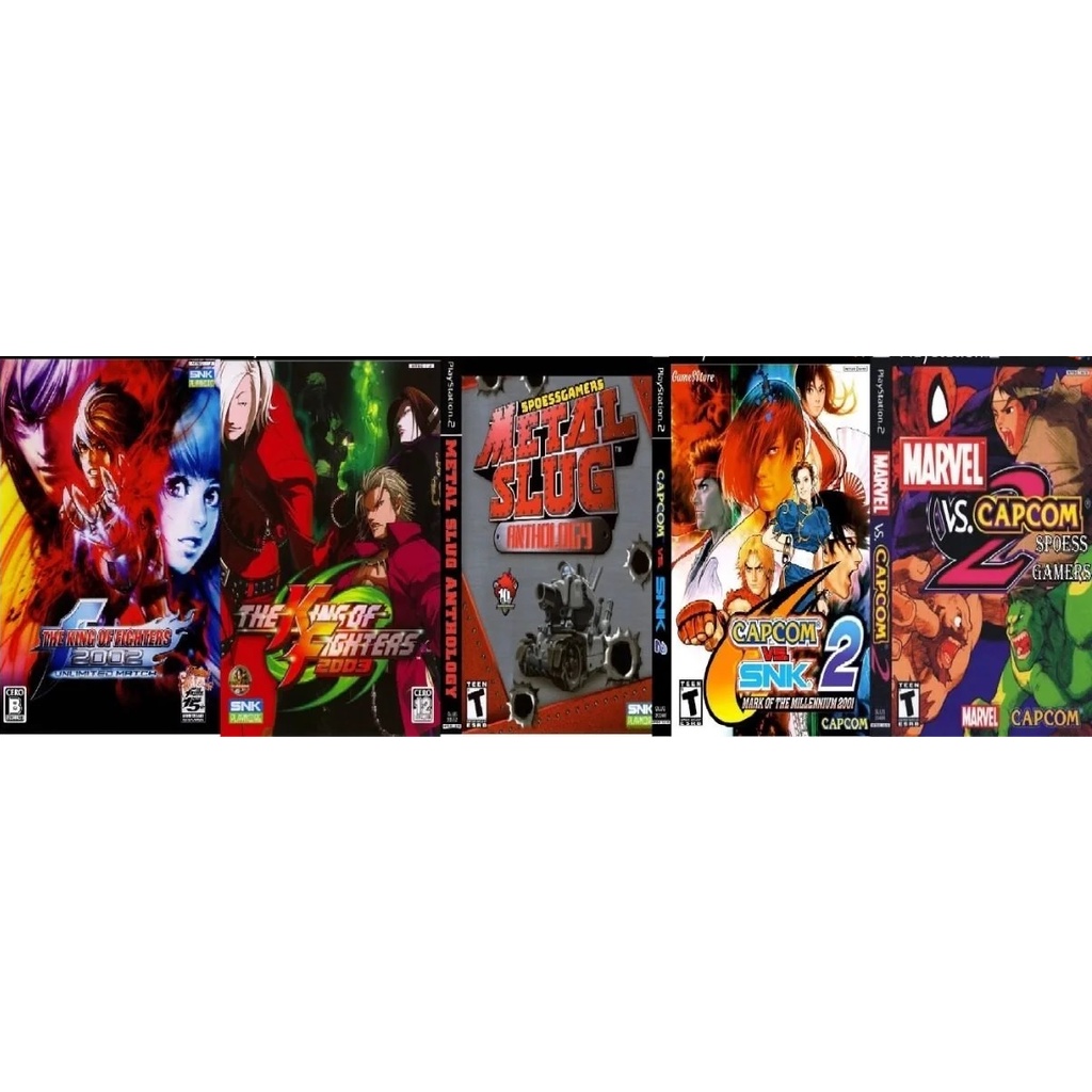 5 Jogos Ps2 the king of fighters 2002 2003 metal slug collection capcom vs snk 2 marvel vs ...