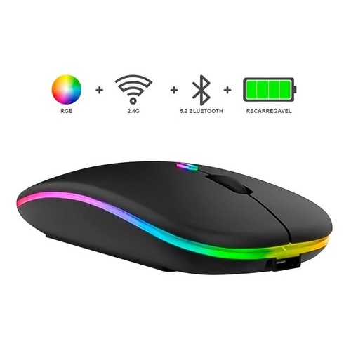 Mouse Hmaston Wireless Recarregável Led Rgb 2.4 Ghz Sem Fio | Shopee Brasil