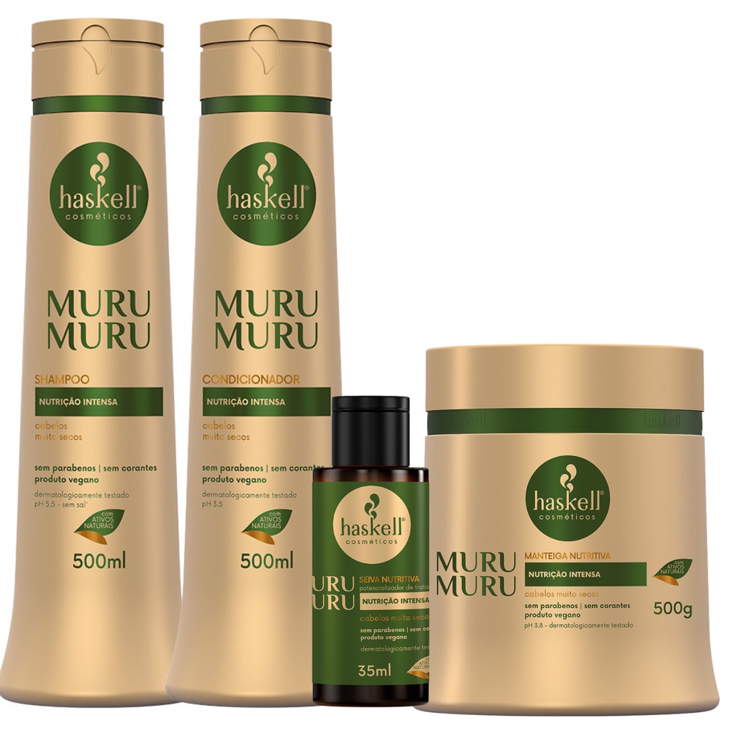 Kit Haskell Murumuru Shampoo Condicionador + Máscara Manteiga Nutritiva 500ml + Seiva ...