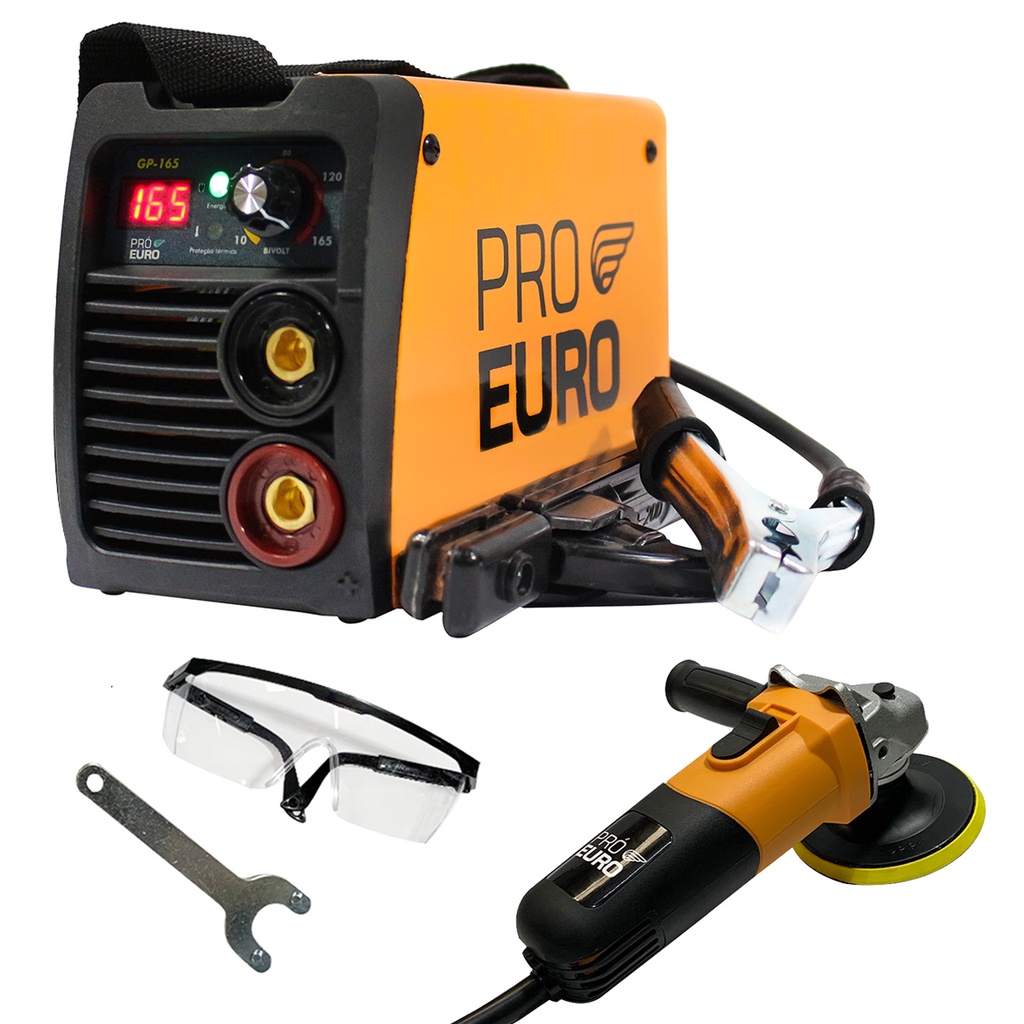 Máquina de Solda Inversora GP 165 Bivolt + Esmerilhadeira 220V Pró Euro ...