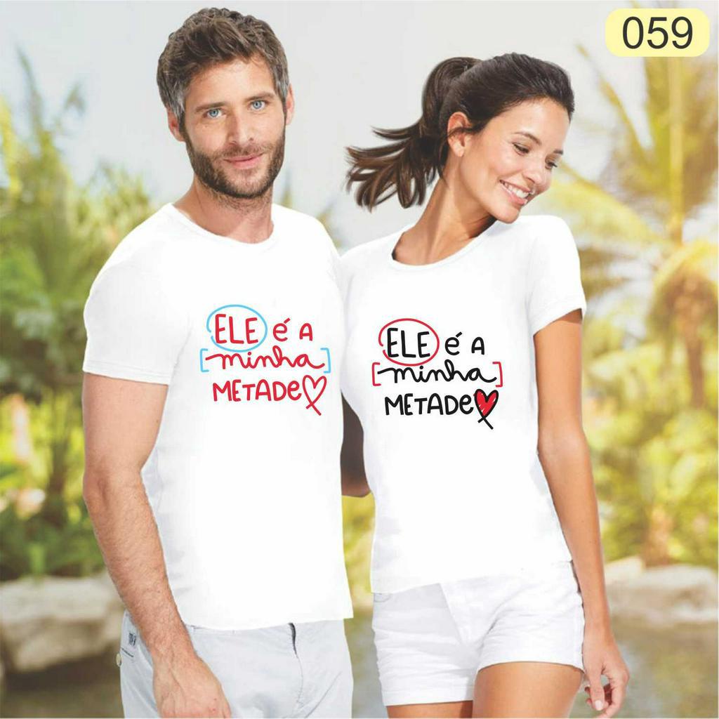 Par camisa casal minha metade- dia dos namorados | Shopee Brasil
