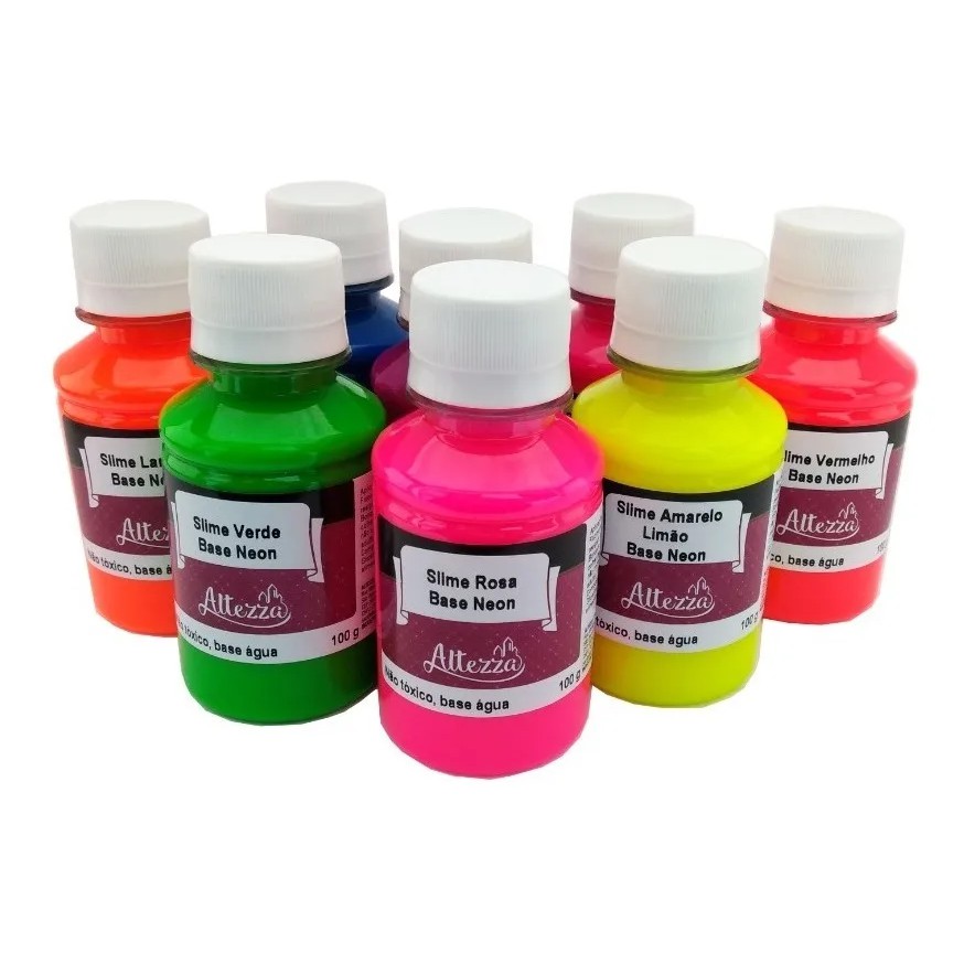 Sem Ativador Kit Slime Completo Profissional Neon Altezza 100g - 8 ...