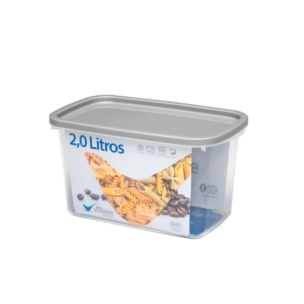 Vasilha Retangular Alta BPA 2L P/ Preservar Alimento Linha Volare ...