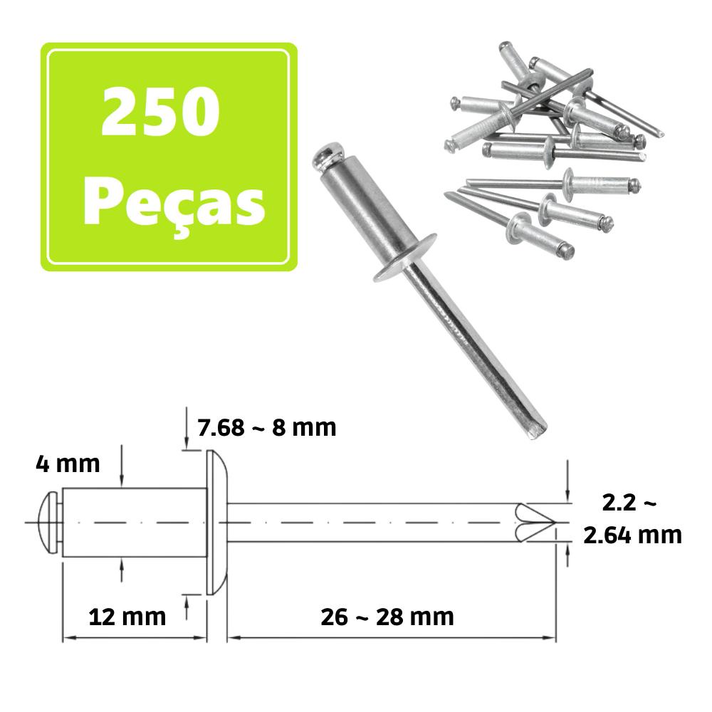 Rebite Pop Repuxo Inox A2 412 (4.0 X 12) C/ 250 Unidades | Shopee Brasil
