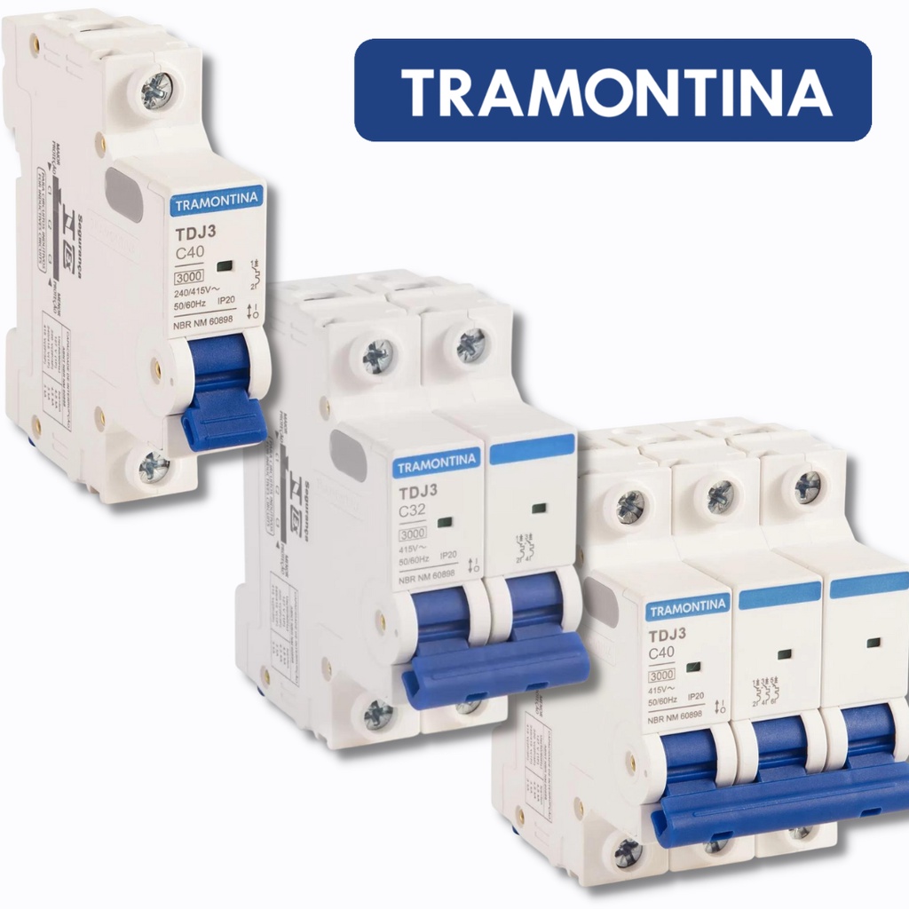 Disjuntor unipolar, bipolar, tripolar tramontina TDJ3 | Shopee Brasil