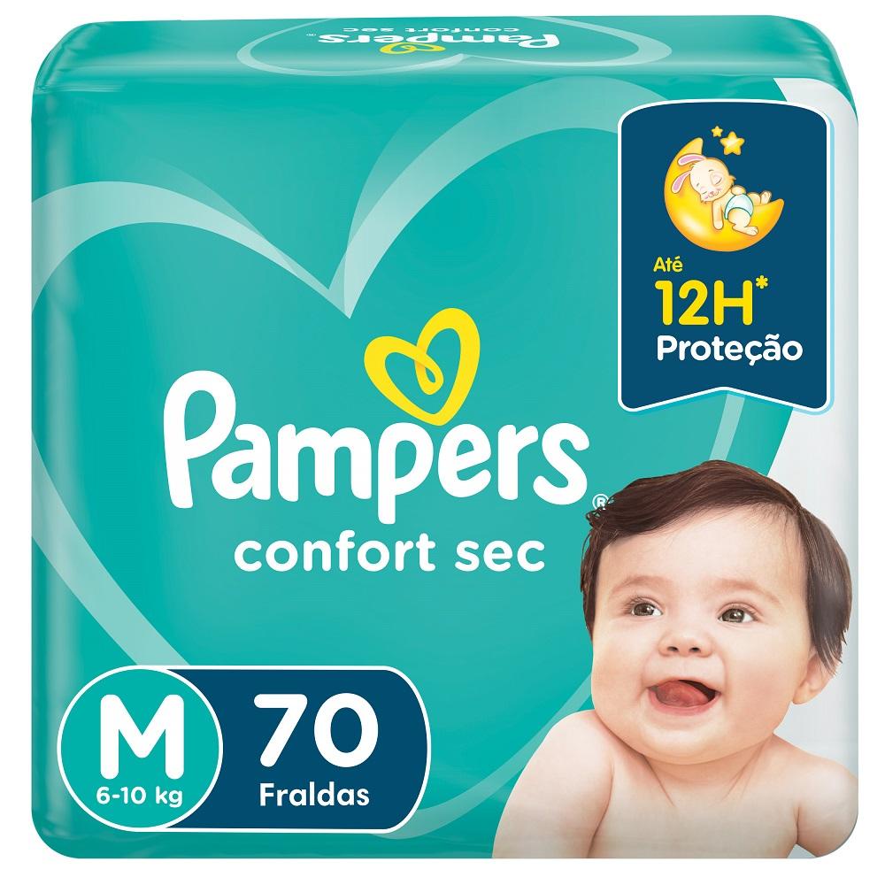 Fralda Pampers Confort Sec Pack Tamanho M com 70 un - Escorrega o Preço